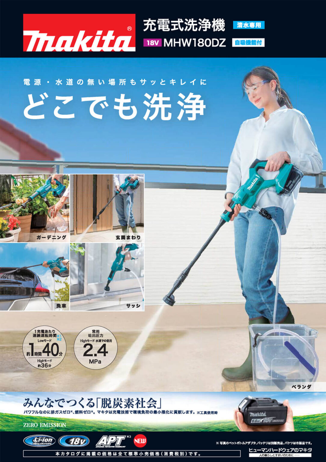 マキタ MHW180D 充電式洗浄機【ハンディタイプ】MHW180DZ が遂に発売！