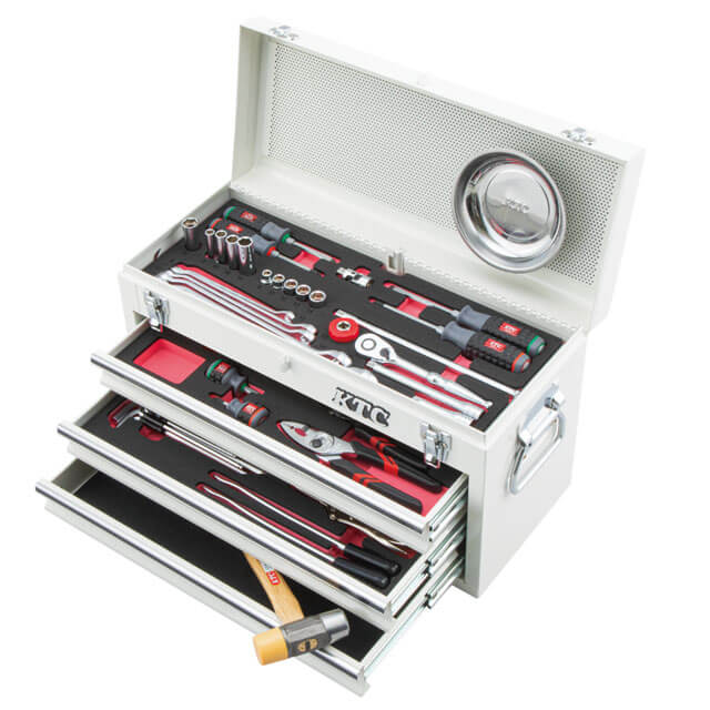 KTC SK35124FWMC (オフホワイト) 9.5sq.モーターサイクル用セット51点(3段3引出し)