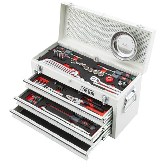 KTC SK36624XFW (オフホワイト) 9.5sq.スタンダードセット66点(3段3引出し)